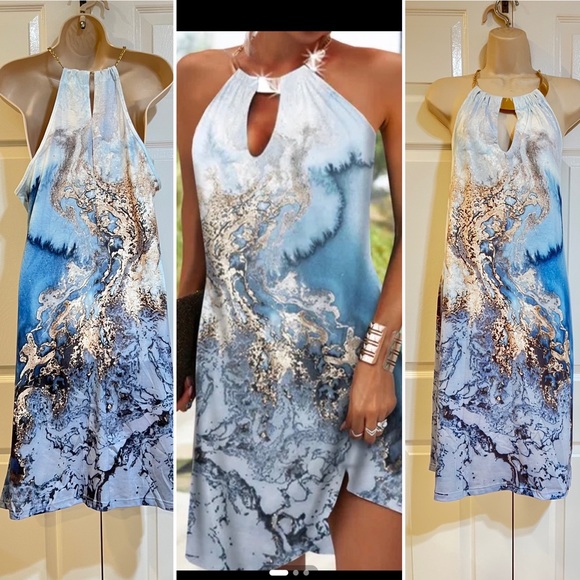 noracora | Dresses | Nwta Line Abstract Print Dress Wgold Necklace Pass ...